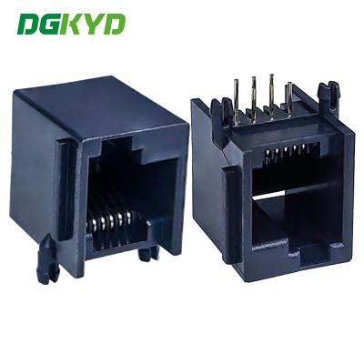 China Full Plastic Lightless RJ11 Ethernet Connector 6P6C Left Buckle with Gold 6μ Plating and UL 94V-0 Rating for sale