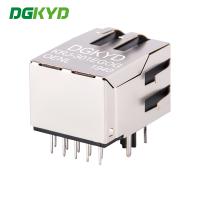 China KRJ-301EGOGOENL Gigabit RJ45 Connector with Dual Color LED - 8 Terminals, Gold 6μ Plating, Right Angle PCB Mount for sale