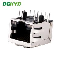 China KRJ-301EGOGOENL Gigabit RJ45 Connector with Dual Color LED - 8 Terminals, Gold 6μ Plating, Right Angle PCB Mount for sale
