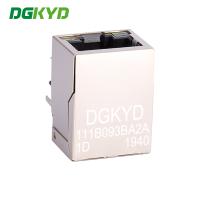 China RJ45 Ethernet Modular Jack with LED Indicators and Filter - 8-Pin DIP, Gold 6μ Plating, Right Angle PCB Mount for sale