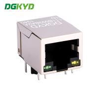 China RJ45 Ethernet Modular Jack with LED Indicators and Filter - 8-Pin DIP, Gold 6μ Plating, Right Angle PCB Mount for sale