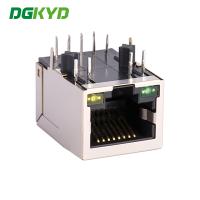 China RJ45 Ethernet Modular Jack with LED Indicators and Filter - 8-Pin DIP, Gold 6μ Plating, Right Angle PCB Mount for sale