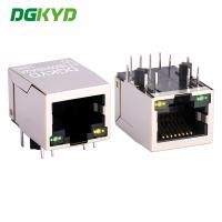 China RJ45 Ethernet Modular Jack with LED Indicators and Filter - 8-Pin DIP, Gold 6μ Plating, Right Angle PCB Mount for sale