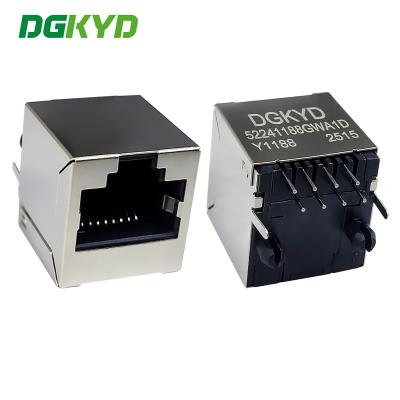 China RJ45 Direct Insertion 180 Degree Connector 8P8C Shielded with LED DGKYD52241188GWA1DY1188 for sale
