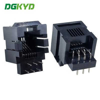China RJ11 Bottom Socket Zero Degree Network Port Socket Black 6P6C Without Filter DGKYD01166IWW1DB1057 for sale