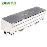 China Four Port RJ45 90 Degree Straight Plug Connector 8P8C Gold 6U Modular Jack Through Hole for sale
