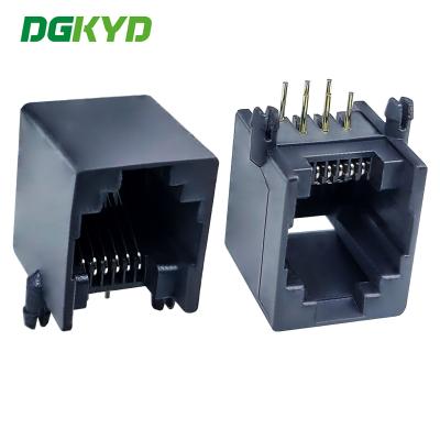 China RJ11 6P6C Telephone Socket Connector Gold Plated 0.6u Through Hole DGKYD for sale