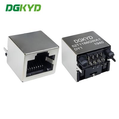 China 180 Degree RJ45 Vertical Interface With Shielded Mesh Socket Without Built-in Transformer DGKYD52T1188GWA1DY1 for sale