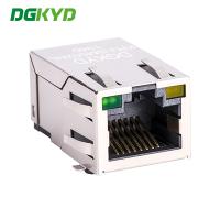 China Metal Shielded RJ45 PCB Connector SMD CAT5 100Mbps with Green/Yellow LED - 25.4mm Length KRJ-SM002NL for sale