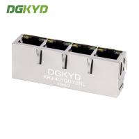 China KRJ-401QGYENL RJ45 Quad Port Gigabit Network Connector with 6μ Gold Plating and UL 94V-0 Rating for sale