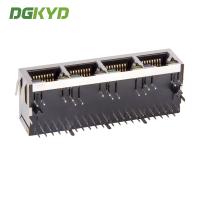 China KRJ-401QGYENL RJ45 Quad Port Gigabit Network Connector with 6μ Gold Plating and UL 94V-0 Rating for sale