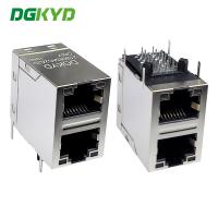 China RJ45 Modular Connector with Integrated Magnetics - 100Mbps 8P7C Double Port 2X1 Configuration Gold 6μ Plating for sale