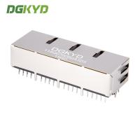 China DGKYD114Q070DB2A1D3 Quad Port RJ45 Network Connector with 6μ Gold Plating and Integrated Gigabit Transformer for sale