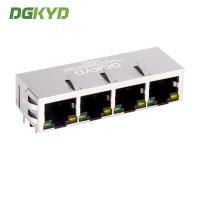 China DGKYD114Q070DB2A1D3 Quad Port RJ45 Network Connector with 6μ Gold Plating and Integrated Gigabit Transformer for sale