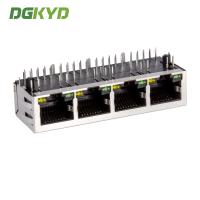 China DGKYD114Q070DB2A1D3 Quad Port RJ45 Network Connector with 6μ Gold Plating and Integrated Gigabit Transformer for sale