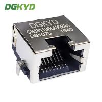 China RJ45 SMT Sinking Board 8P8C Shielded Jack 10/100/1000BASE-T Through Hole 8 Positions for sale