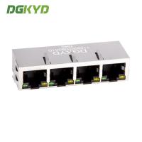 China DGKYD114B002DB2A1D 1x4 Port RJ45 Ethernet Connector with 100Mbps Speed and LED Indicators for sale