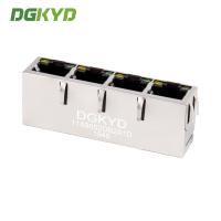 China DGKYD114B002DB2A1D 1x4 Port RJ45 Ethernet Connector with 100Mbps Speed and LED Indicators for sale