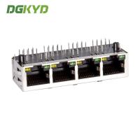 China DGKYD114B002DB2A1D 1x4 Port RJ45 Ethernet Connector with 100Mbps Speed and LED Indicators for sale