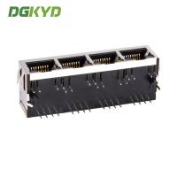 China DGKYD114B002DB2A1D 1x4 Port RJ45 Ethernet Connector with 100Mbps Speed and LED Indicators for sale