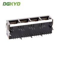China DGKYD114B002DB2A1D3 4-Port RJ45 Connector with 100Mbps Filter and LED Indicators for PCB Mounting for sale