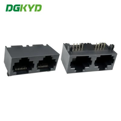 China Dual Port RJ45 Network Connector 8P8C with Gold Plating and PBT Housing - DGKYD561288IWA1DY1 for sale
