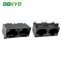 China DGKYD561288JB1A1DY1 RJ45 Modular Jack Connector - 8 Position Double Port, 10/100/1000 BASE-T/TX, Side Entry PCB Mount for sale