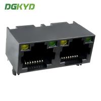 China DGKYD561288JB1A1DY1 RJ45 Modular Jack Connector - 8 Position Double Port, 10/100/1000 BASE-T/TX, Side Entry PCB Mount for sale