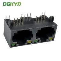 China DGKYD561288JB1A1DY1 RJ45 Modular Jack Connector - 8 Position Double Port, 10/100/1000 BASE-T/TX, Side Entry PCB Mount for sale
