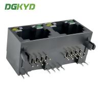 China DGKYD561288JB1A1DY1 RJ45 Modular Jack Connector - 8 Position Double Port, 10/100/1000 BASE-T/TX, Side Entry PCB Mount for sale