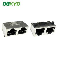China RJ45 Shielded Network Socket Connector 1×2 Ports 8-Position Right Angle PCB Mount Gold Plated Contacts for sale