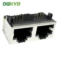 China RJ45 Shielded Network Socket Connector 1×2 Ports 8-Position Right Angle PCB Mount Gold Plated Contacts for sale