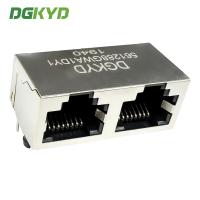 China RJ45 Shielded Network Socket Connector 1×2 Ports 8-Position Right Angle PCB Mount Gold Plated Contacts for sale
