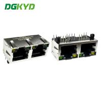 China RJ45 horizontal interface 8P8C with light, shielding spring, round needle mesh port DGKYD561288DB1A1DY1 for sale