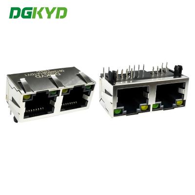 China RJ45 horizontal interface 8P8C with light, shielding spring, round needle mesh port DGKYD561288DB1A1DY1 for sale