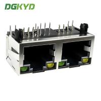 China RJ45 horizontal interface 8P8C with light, shielding spring, round needle mesh port DGKYD561288DB1A1DY1 for sale