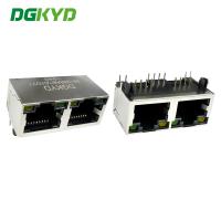 China RJ45 Horizontal Round Pin 1x2 Network Jack 8P8C with LED and Shielded 10/100/1000 Base-T for sale