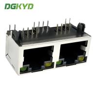 China RJ45 Horizontal Round Pin 1x2 Network Jack 8P8C with LED and Shielded 10/100/1000 Base-T for sale