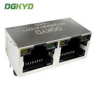 China RJ45 Horizontal Round Pin 1x2 Network Jack 8P8C with LED and Shielded 10/100/1000 Base-T for sale
