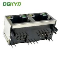 China RJ45 Horizontal Round Pin 1x2 Network Jack 8P8C with LED and Shielded 10/100/1000 Base-T for sale