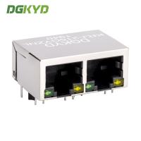 China RJ45 Network Connector Metal Shielded CAT5 Dual Port Ethernet Jack with Green Yellow LED KRJ-215GYZNL for sale