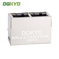 China RJ45 Network Connector Metal Shielded CAT5 Dual Port Ethernet Jack with Green Yellow LED KRJ-215GYZNL for sale