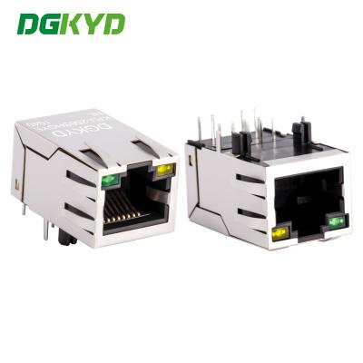 China 10/100 BASE Single Port RJ45 Magnetics Connector Modular Jack 8P8C with LED Green Yellow for sale