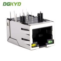 China RJ45 Network Connector 100Mbps Integrated Ethernet Transformer with Metal Shield and LED DGKYD311B075DA2A4DN for sale