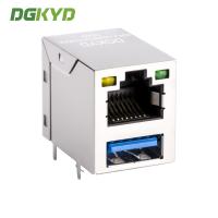 China 2x1 Stack RJ45 USB 3.0 Combo Jack KRJ-USB03YGZNL with 8 Positions and -40℃ to 85℃ Operating Range for sale