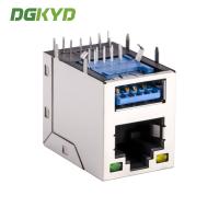 China 2x1 Stack RJ45 USB 3.0 Combo Jack KRJ-USB03YGZNL with 8 Positions and -40℃ to 85℃ Operating Range for sale