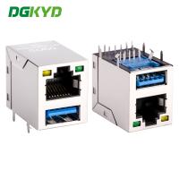 China 2x1 Stack RJ45 USB 3.0 Combo Jack KRJ-USB03YGZNL with 8 Positions and -40℃ to 85℃ Operating Range for sale