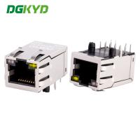 China 25.4mm RJ45 Connector with Integrated Transformer - 1000Mb Cat6 Ethernet Jack with LED Indicators for sale