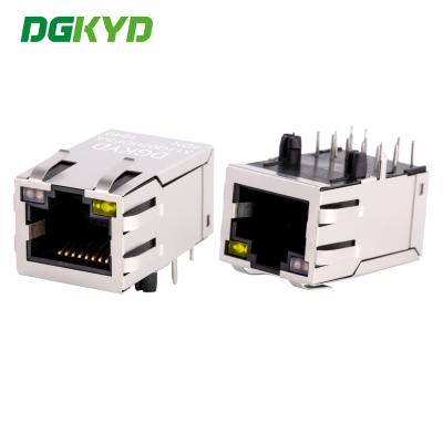China 25.4mm RJ45 Connector with Integrated Transformer - 1000Mb Cat6 Ethernet Jack with LED Indicators for sale