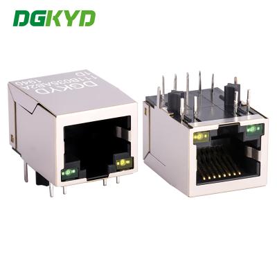 China RJ45 Connector 100Mbps Ethernet Port Without Transformer, With Light And Shielding DGKYD111B035AB2A1D for sale